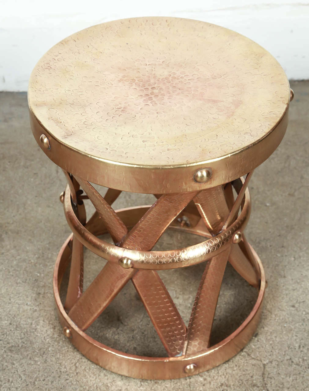 Mid-Century Vintage Polished Brass Stool, 1950s at 1stDibs