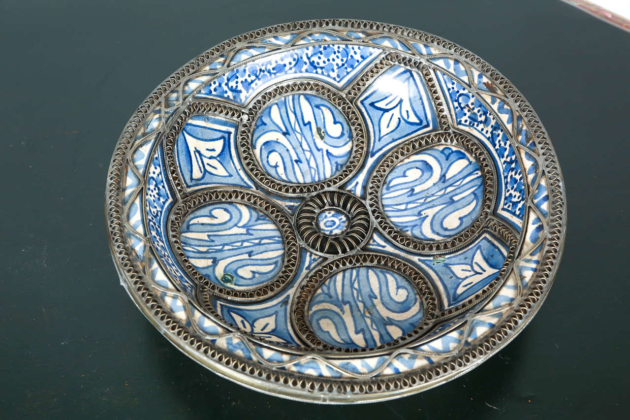 Set of Three Moroccan Ceramic Plates from Fez at 1stDibs