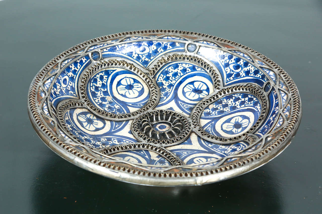 Set of Three Moroccan Ceramic Plates from Fez at 1stDibs