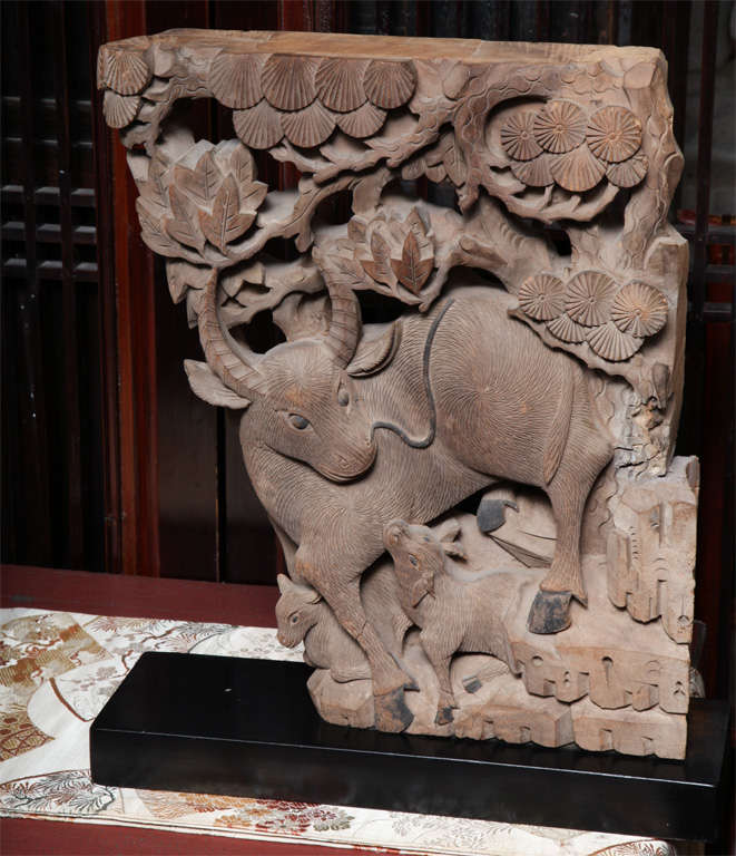 Pair of Mid-19th Century Carved Temple Corbels with Animals and their ...