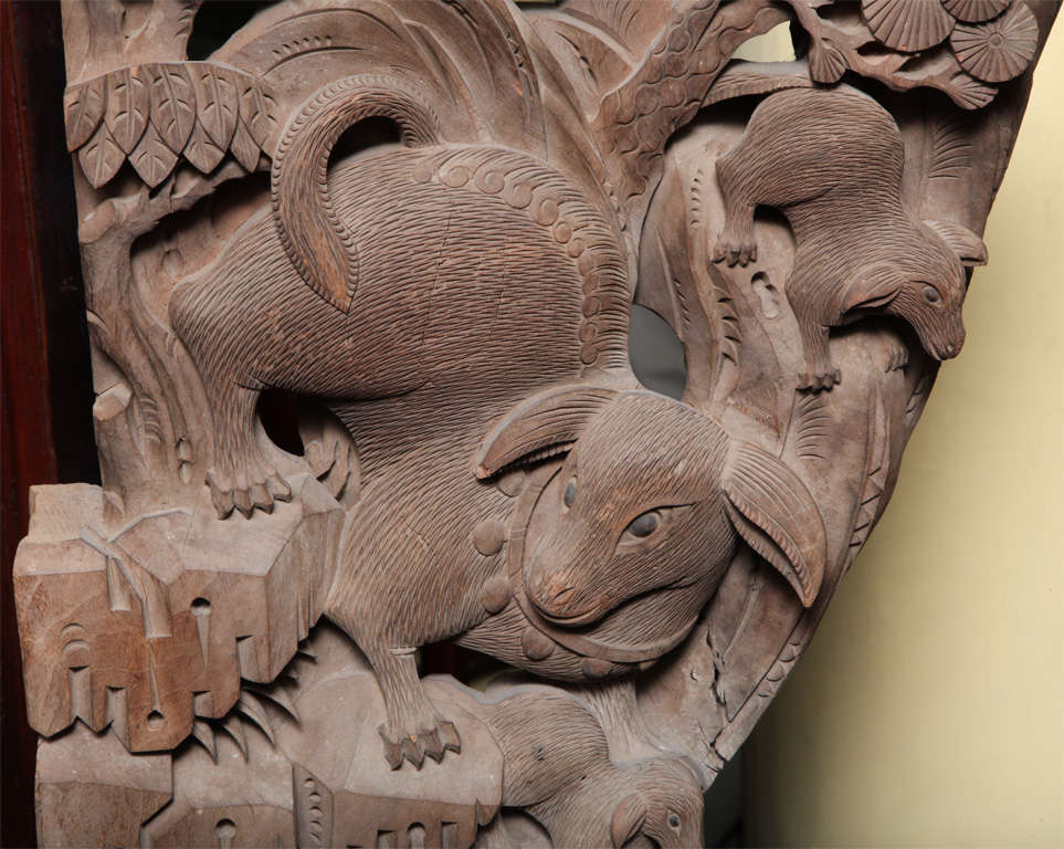Pair of Mid-19th Century Carved Temple Corbels with Animals and their ...