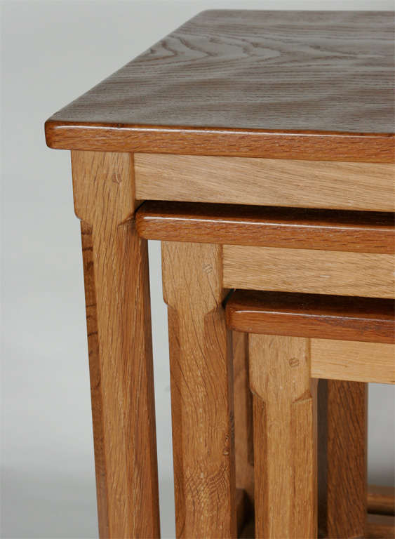 A Robert 'Mouseman' Thompson Oak nest of tables. at 1stDibs