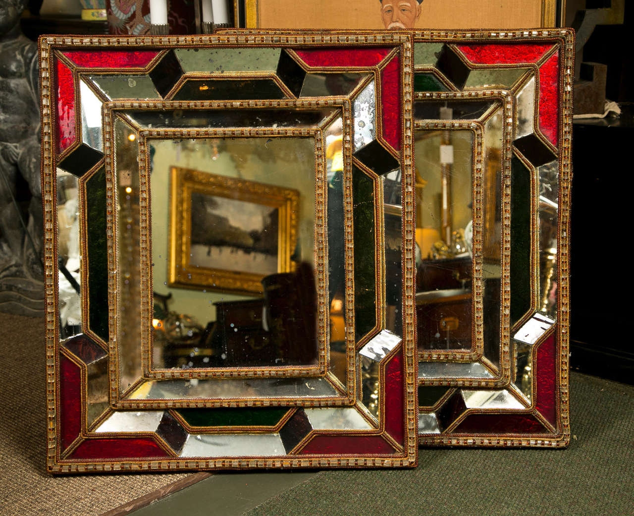 Faceted Foil Back Mirrors at 1stDibs