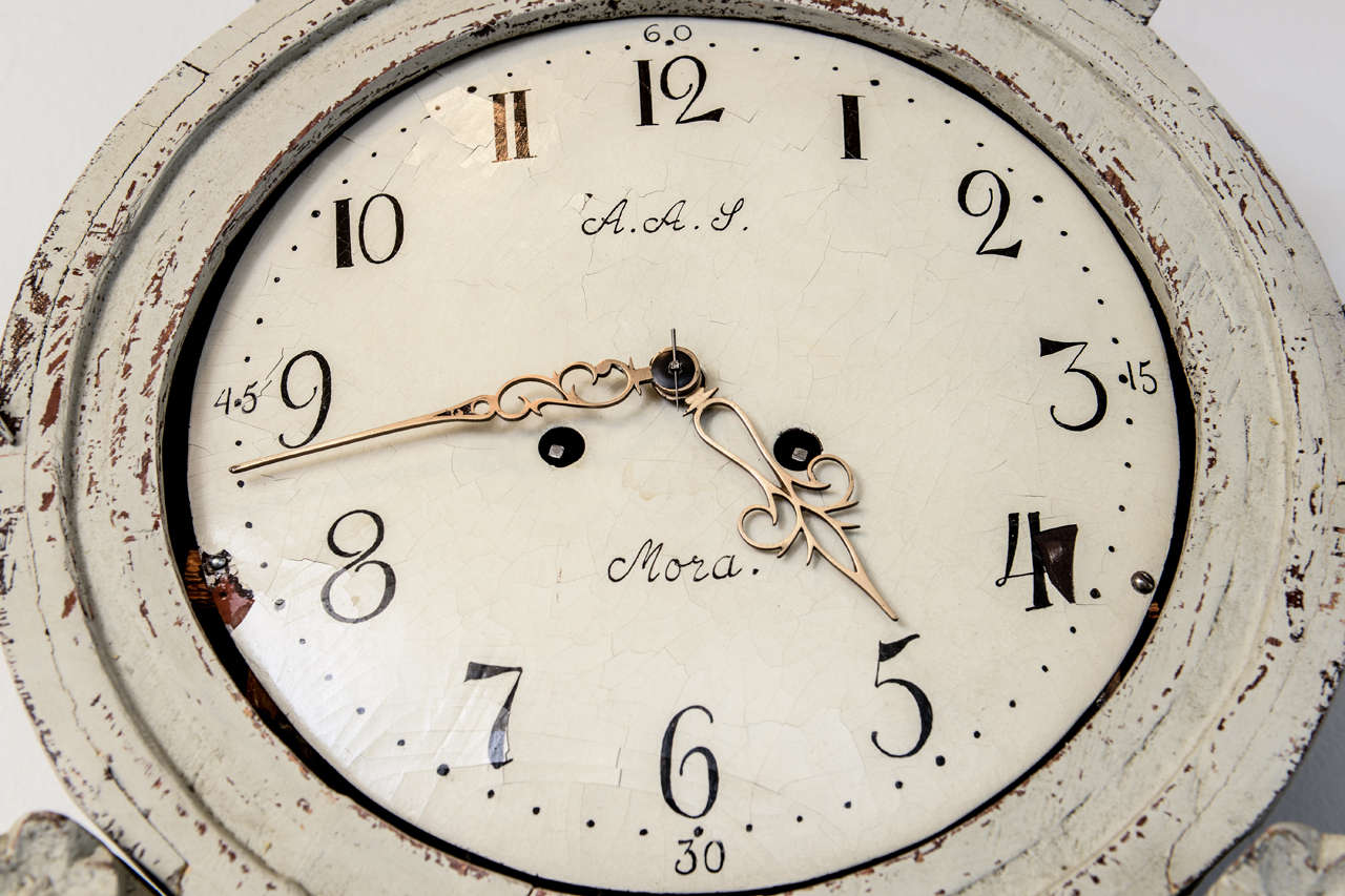 Antique Swedish Painted Mora Clock Early 19th Century at 1stDibs
