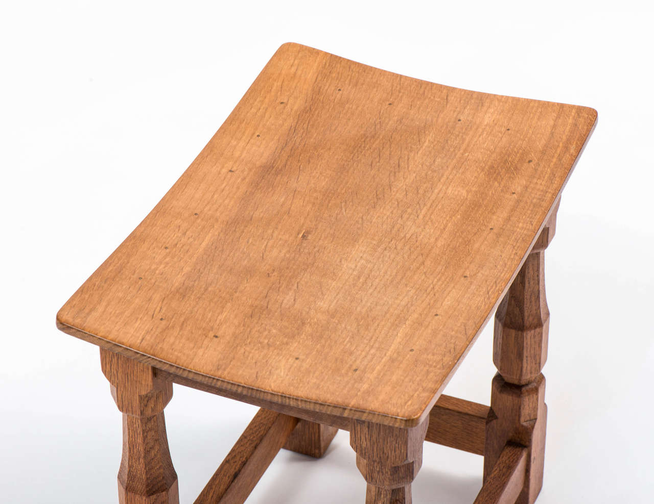 Robert Mouseman Thompson Oak Dish-Top Stool at 1stDibs