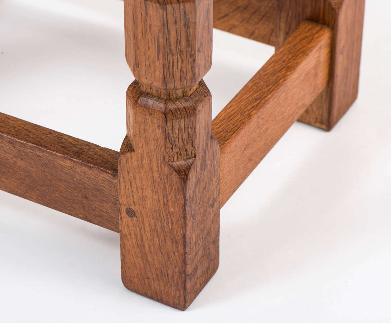 Robert Mouseman Thompson Oak Dish-Top Stool at 1stDibs