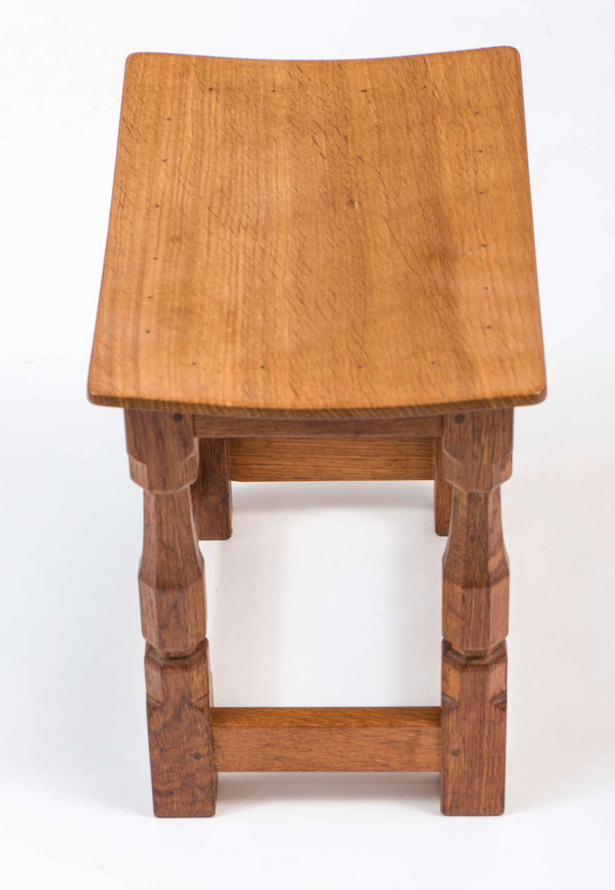 Robert Mouseman Thompson Oak Dish-Top Stool at 1stDibs