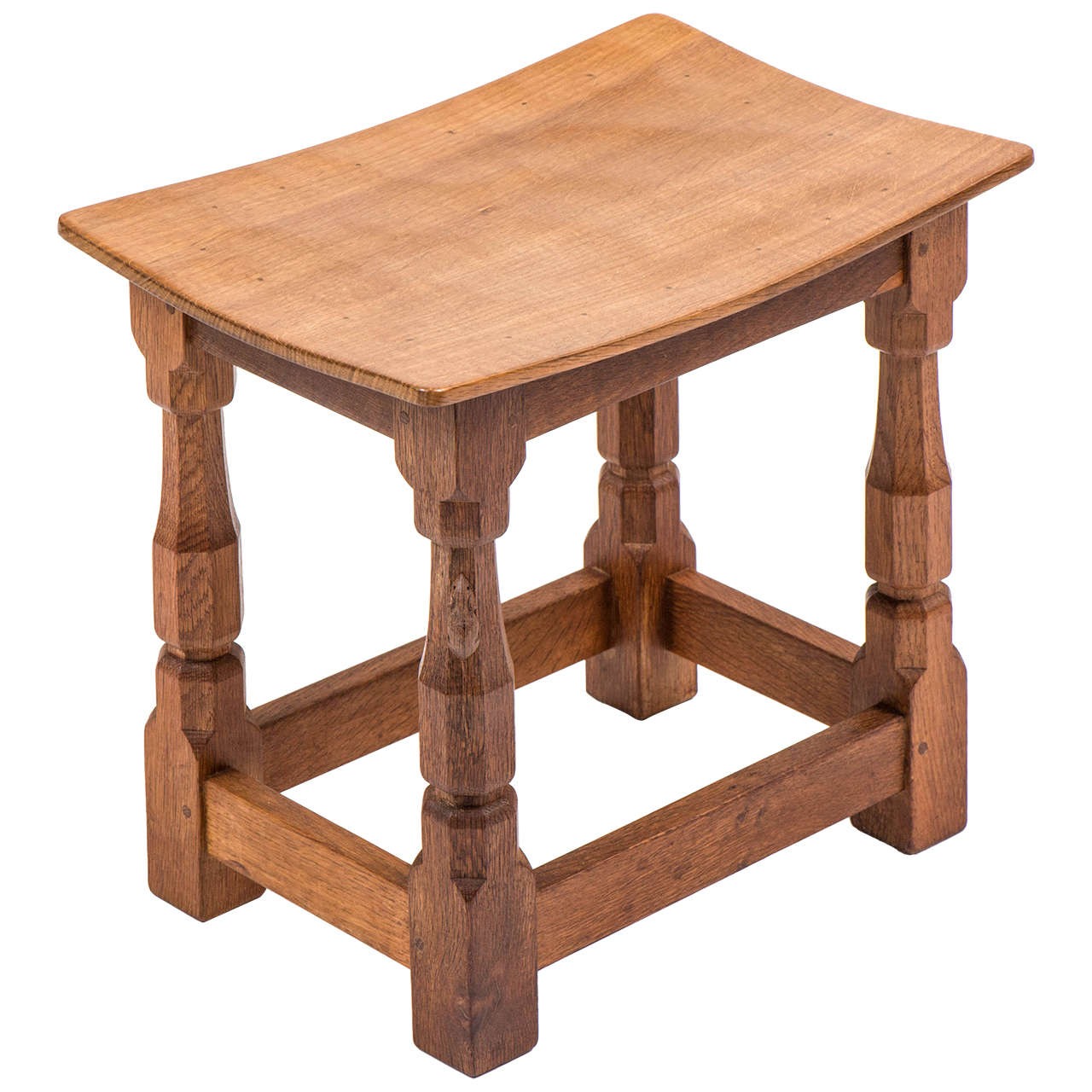 Robert Mouseman Thompson Oak Dish-Top Stool at 1stDibs