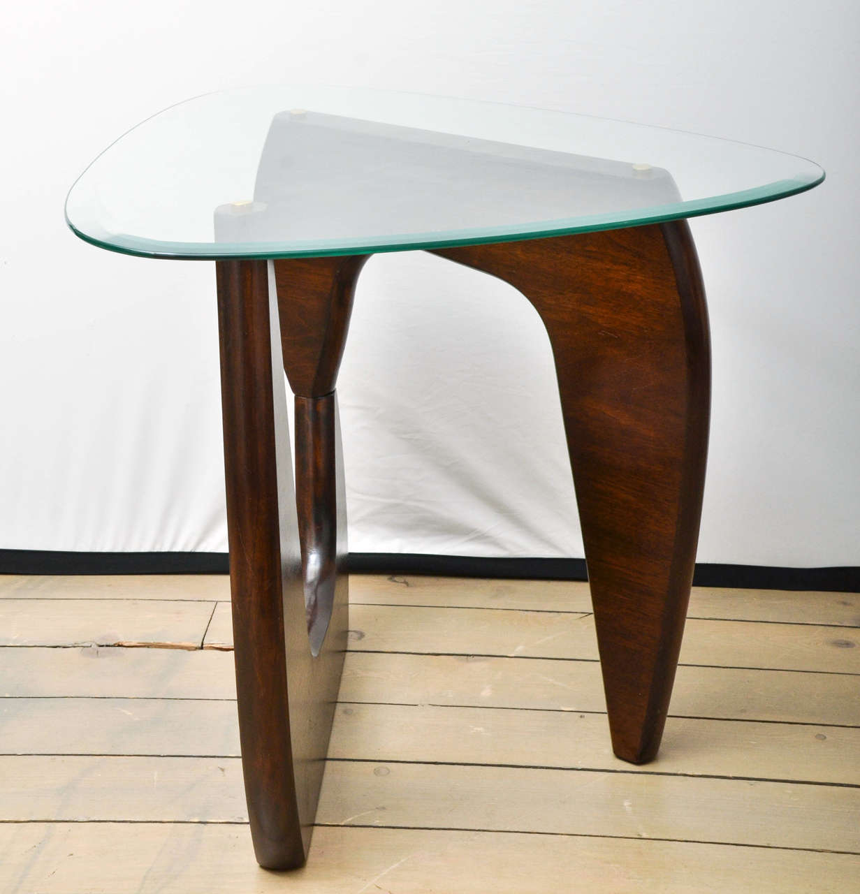 Pair of Wood Base Glass Triangular Top Tables at 1stDibs | noguchi ...