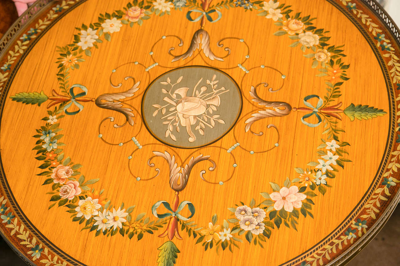 Hand-Painted Round Side Table For Sale at 1stDibs | painted round table ...