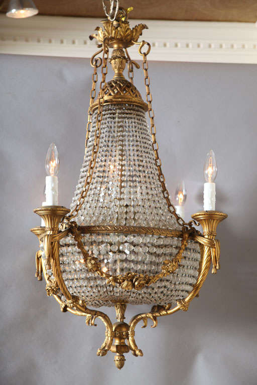 Fine Bronze and Crystal Period Empire Chandelier For Sale at 1stDibs