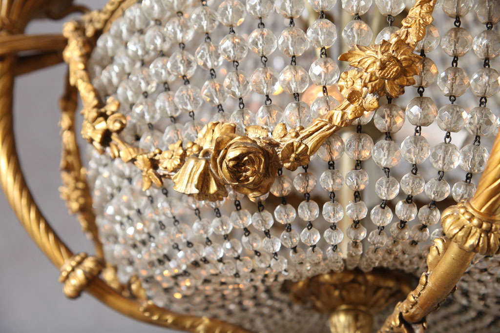 Fine Bronze and Crystal Period Empire Chandelier For Sale at 1stDibs