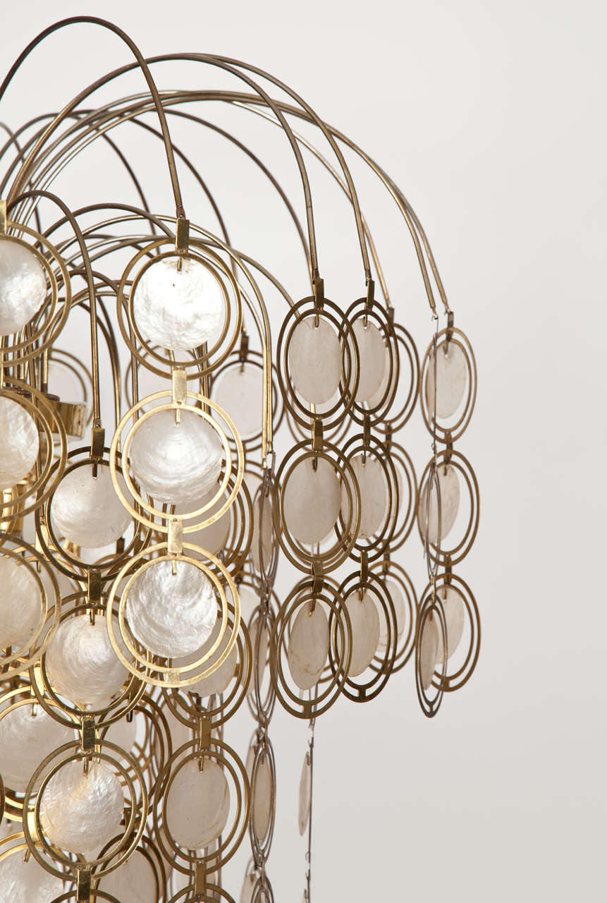 Brass and Abalone Shell Chandelier at 1stDibs
