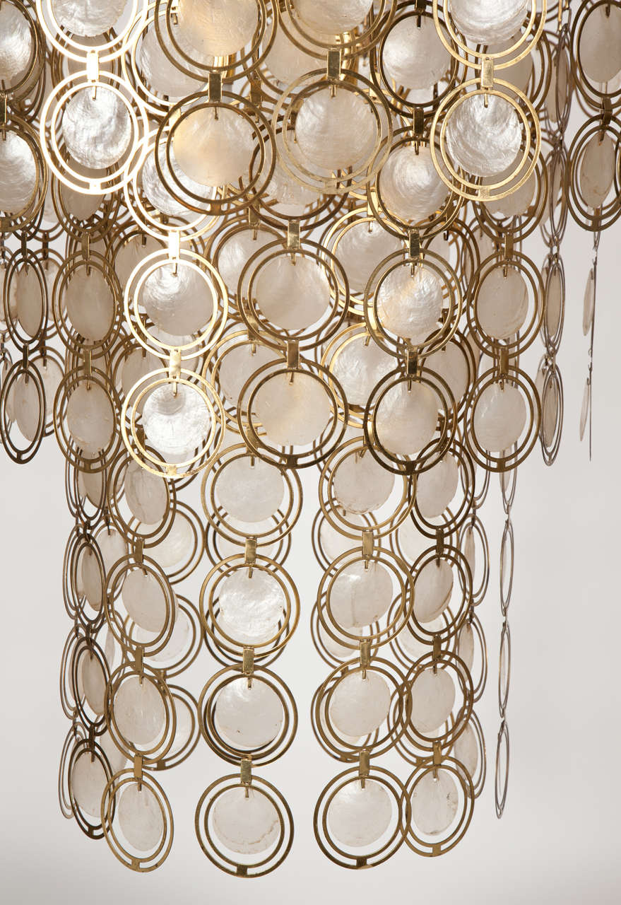 Brass and Abalone Shell Chandelier at 1stDibs