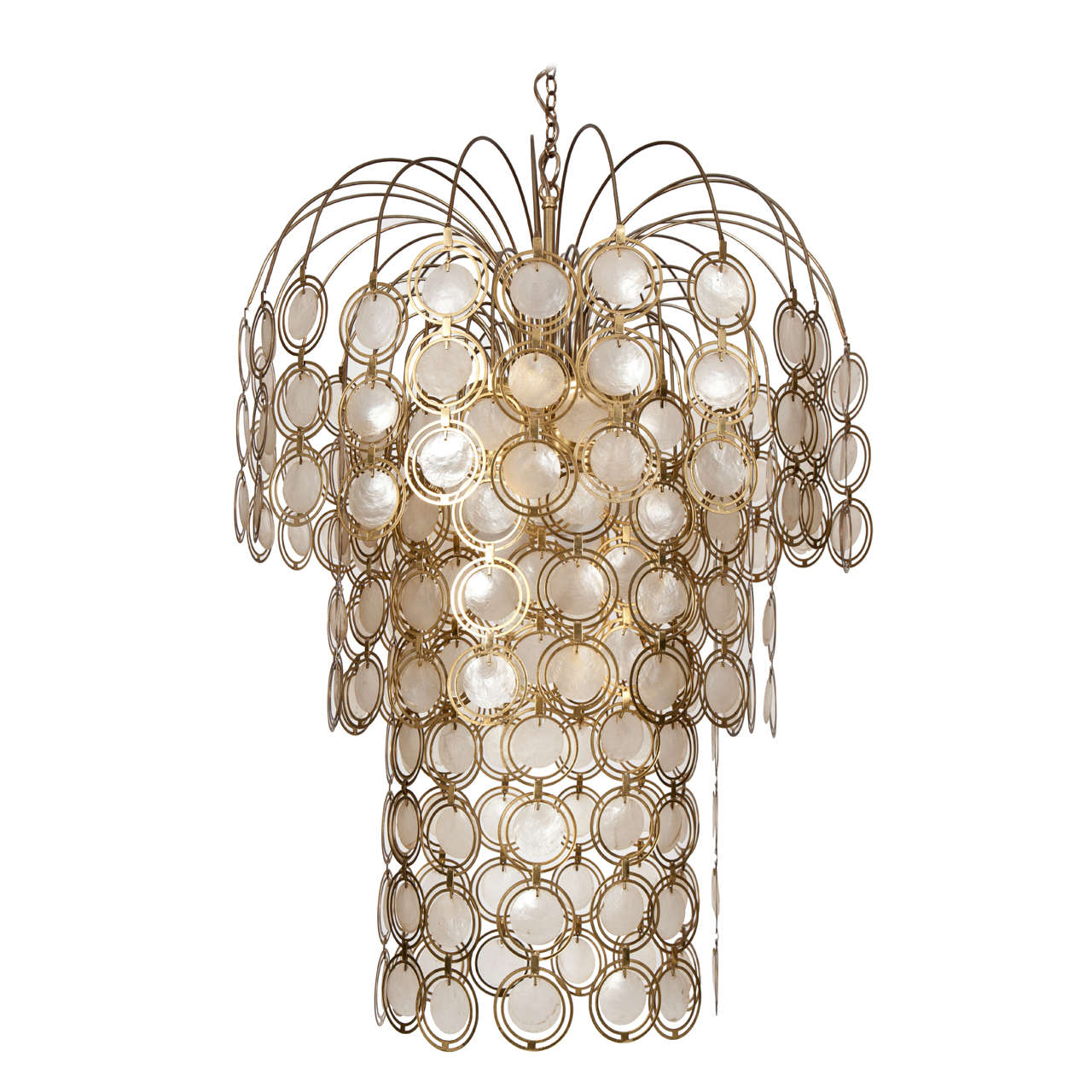 Brass and Abalone Shell Chandelier at 1stDibs
