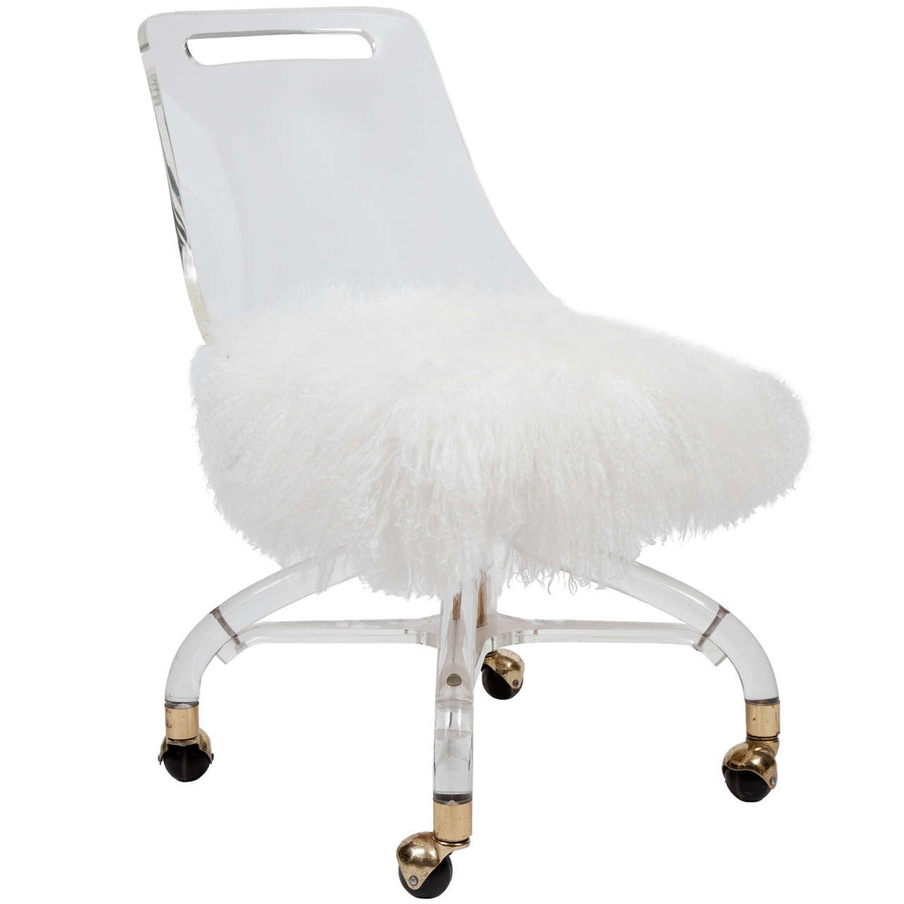 Lucite and Brass Swivel Chair by Charles Hollis Jones at 1stDibs