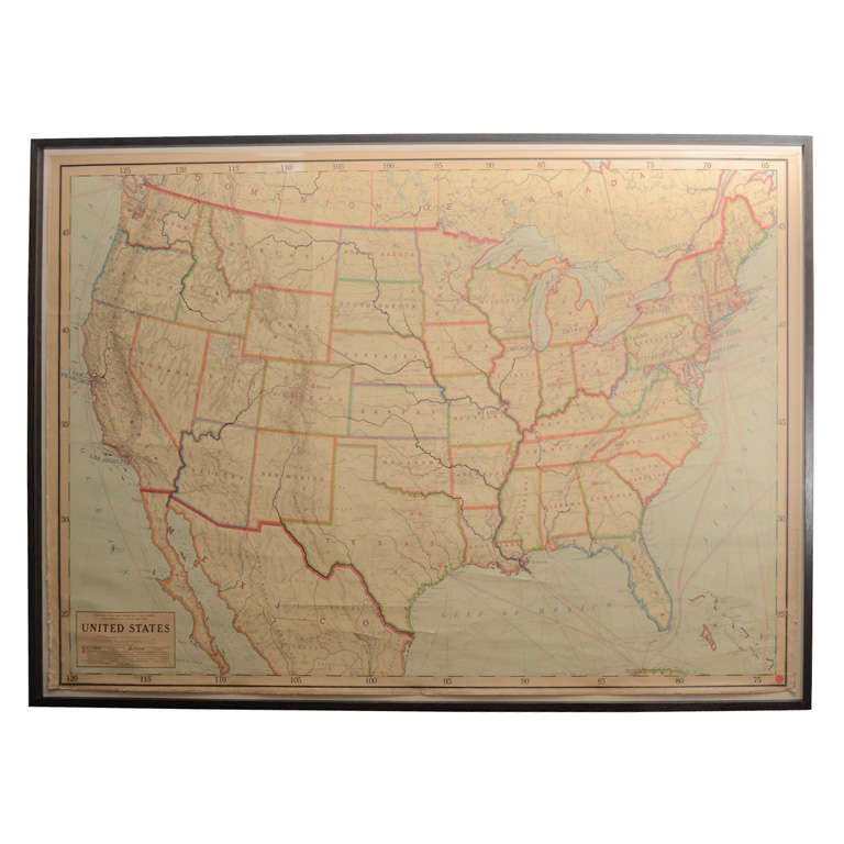 Framed Rand McNally Political Wall Map by J. Paul Goode at 1stDibs ...
