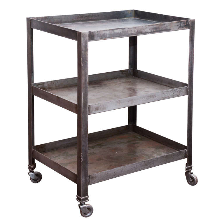 Three Tiered Industrial Cart on Casters at 1stDibs