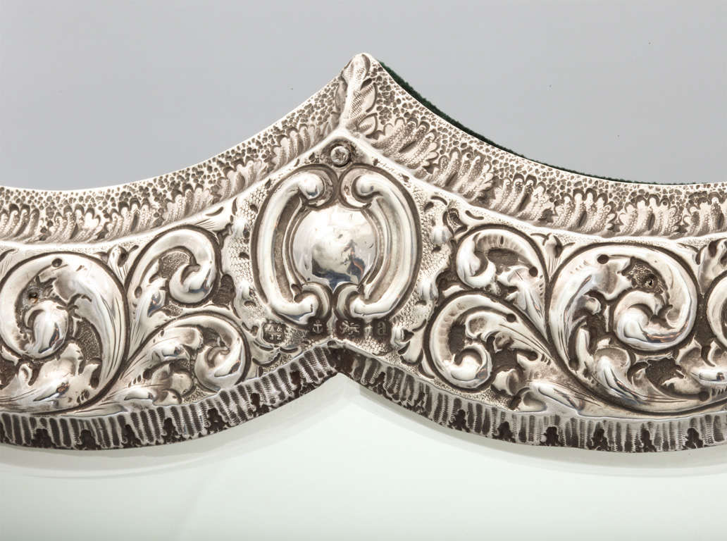 Unusual Large Sterling Silver Victorian Shield-Shaped Table or Vanity ...