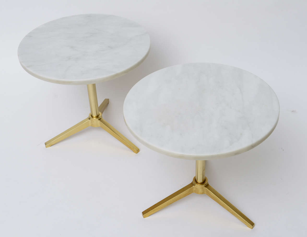 1960s Stellar Italian Marble Top Brass Base Side Tables at 1stDibs