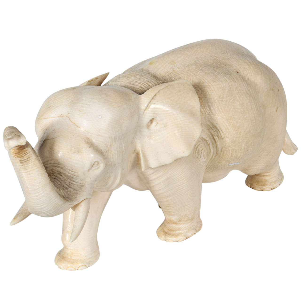 Japanese Meiji Period Artist Signed Carved Ivory Elephant Sculpture c ...