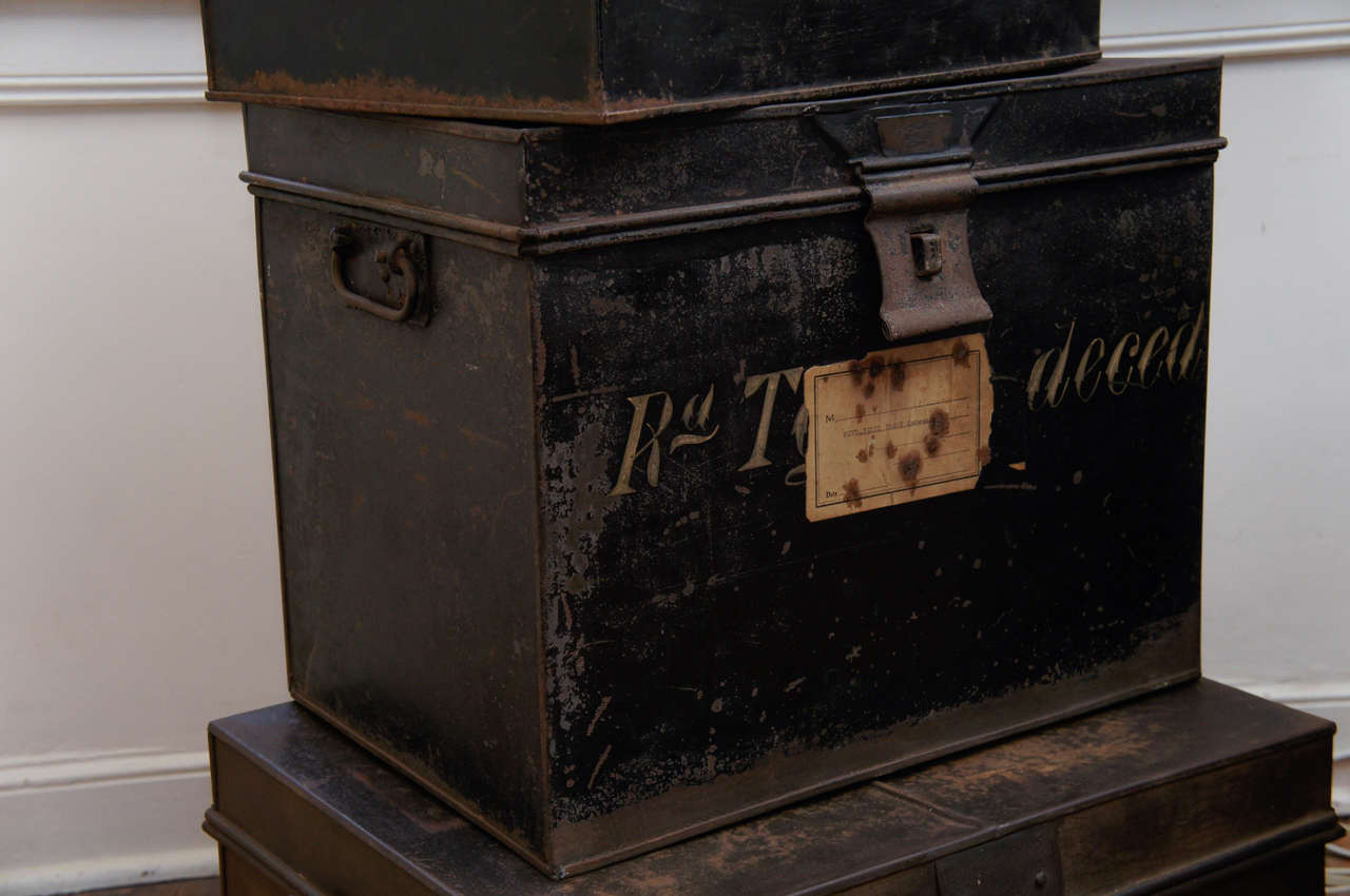 Collection of English Metal Deed Boxes at 1stDibs