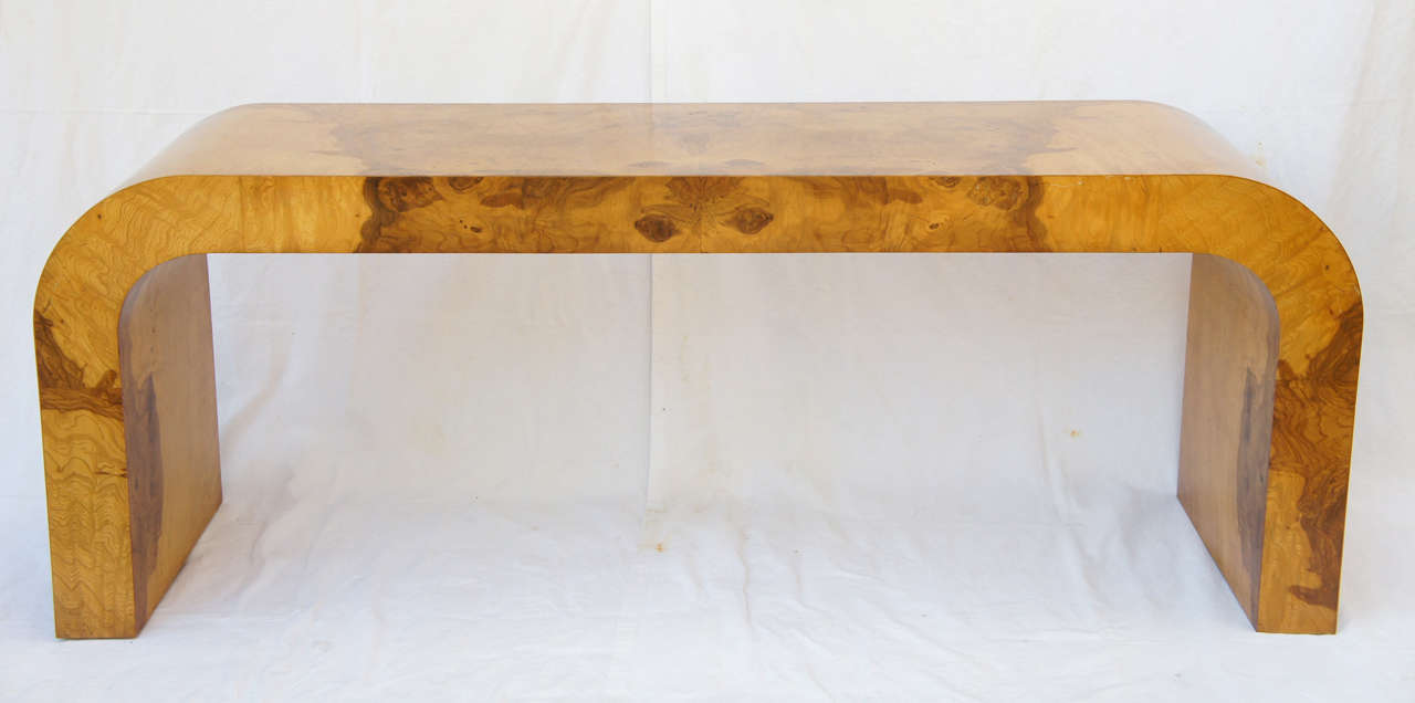 1970's Burl Wood Waterfall Sofa Table at 1stDibs | burl wood waterfall ...