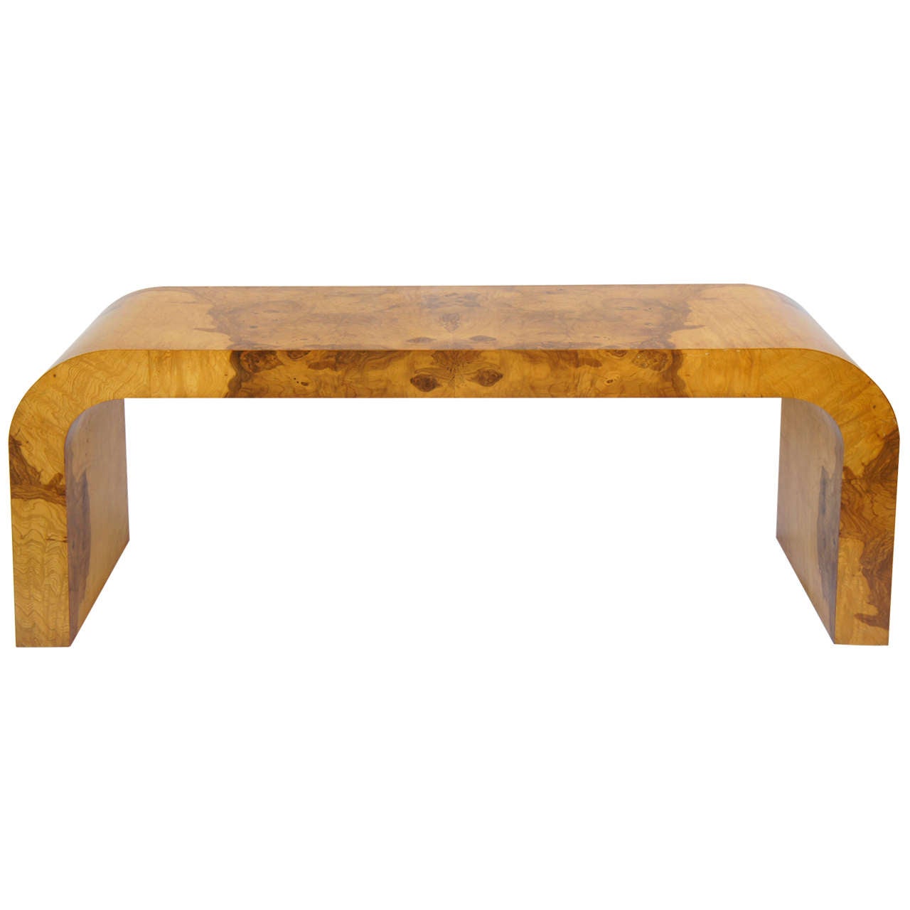1970's Burl Wood Waterfall Sofa Table at 1stDibs | burl wood waterfall ...