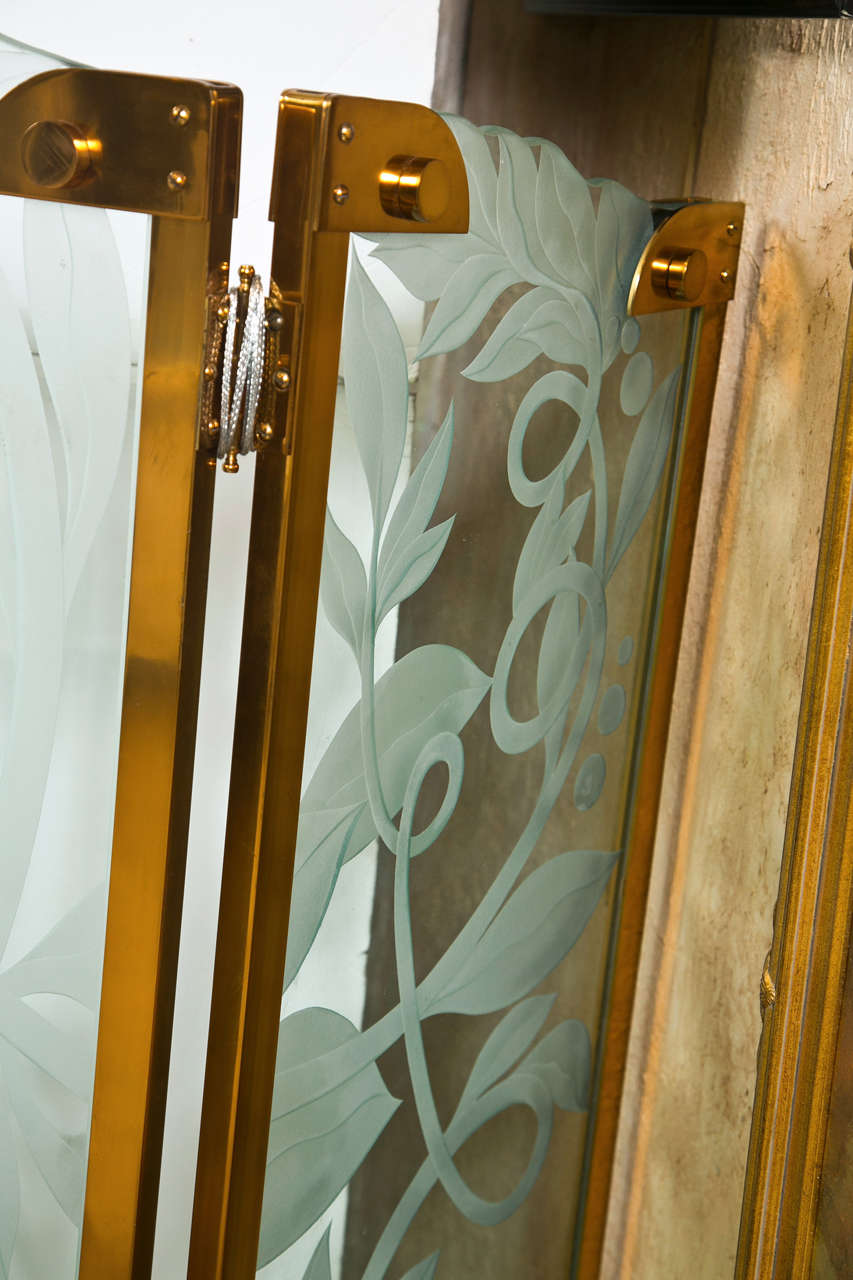 Art Deco Etched Glass Panels / Firescreen by Dennis Abbe at 1stDibs ...