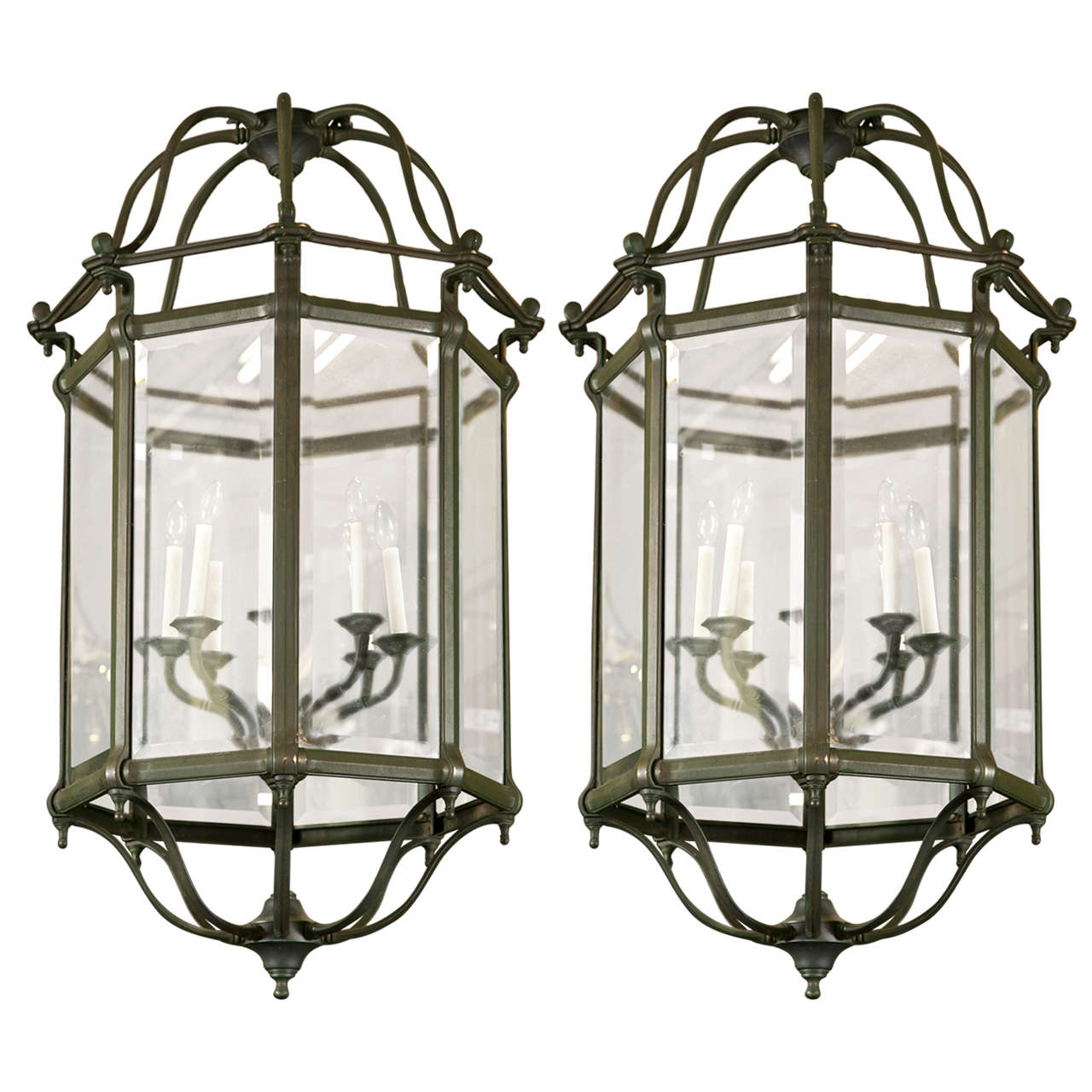 Vintage Beveled Glass Lantern Style Chandeliers at 1stDibs | vintage ...