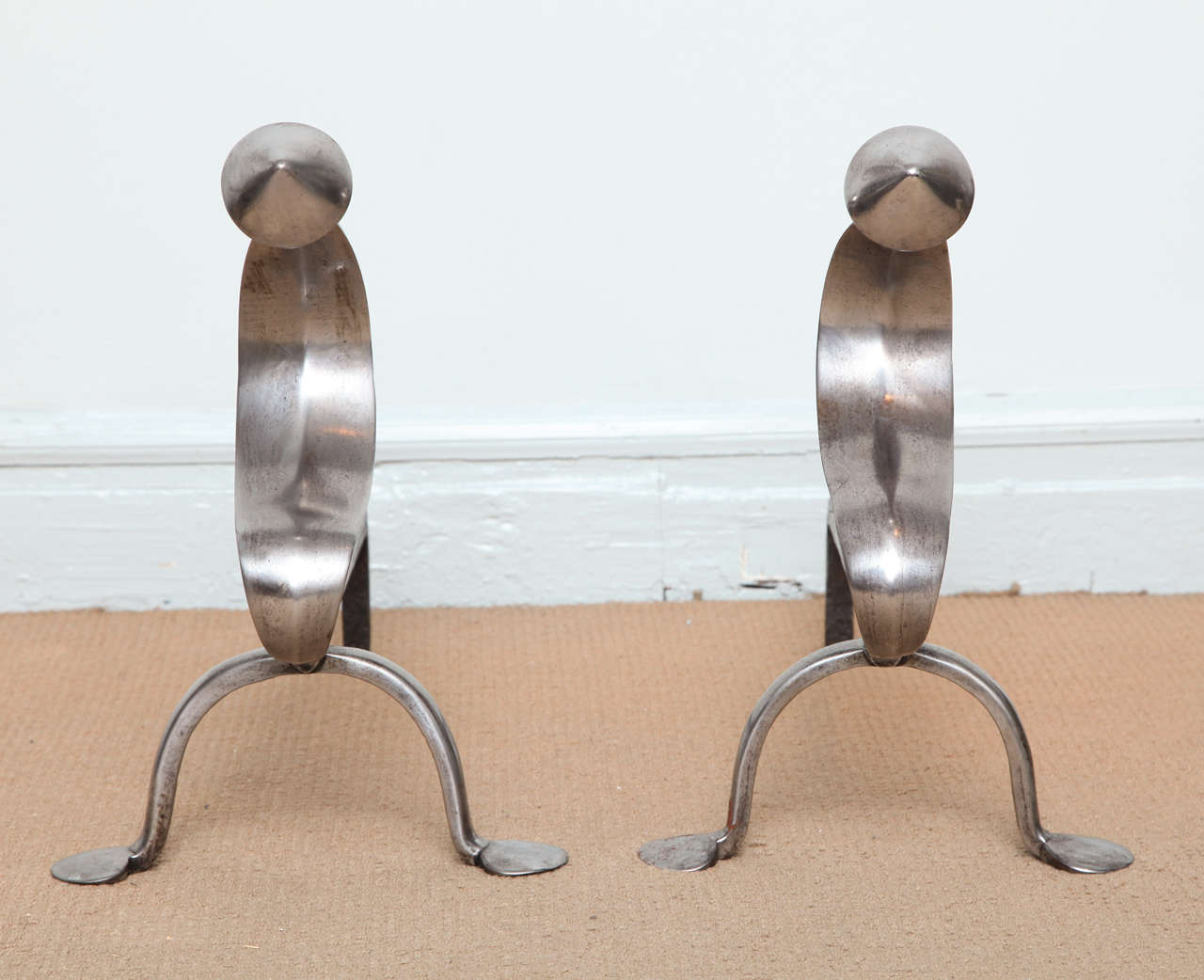 Stylish Pair of Arts and Crafts Andirons For Sale at 1stDibs