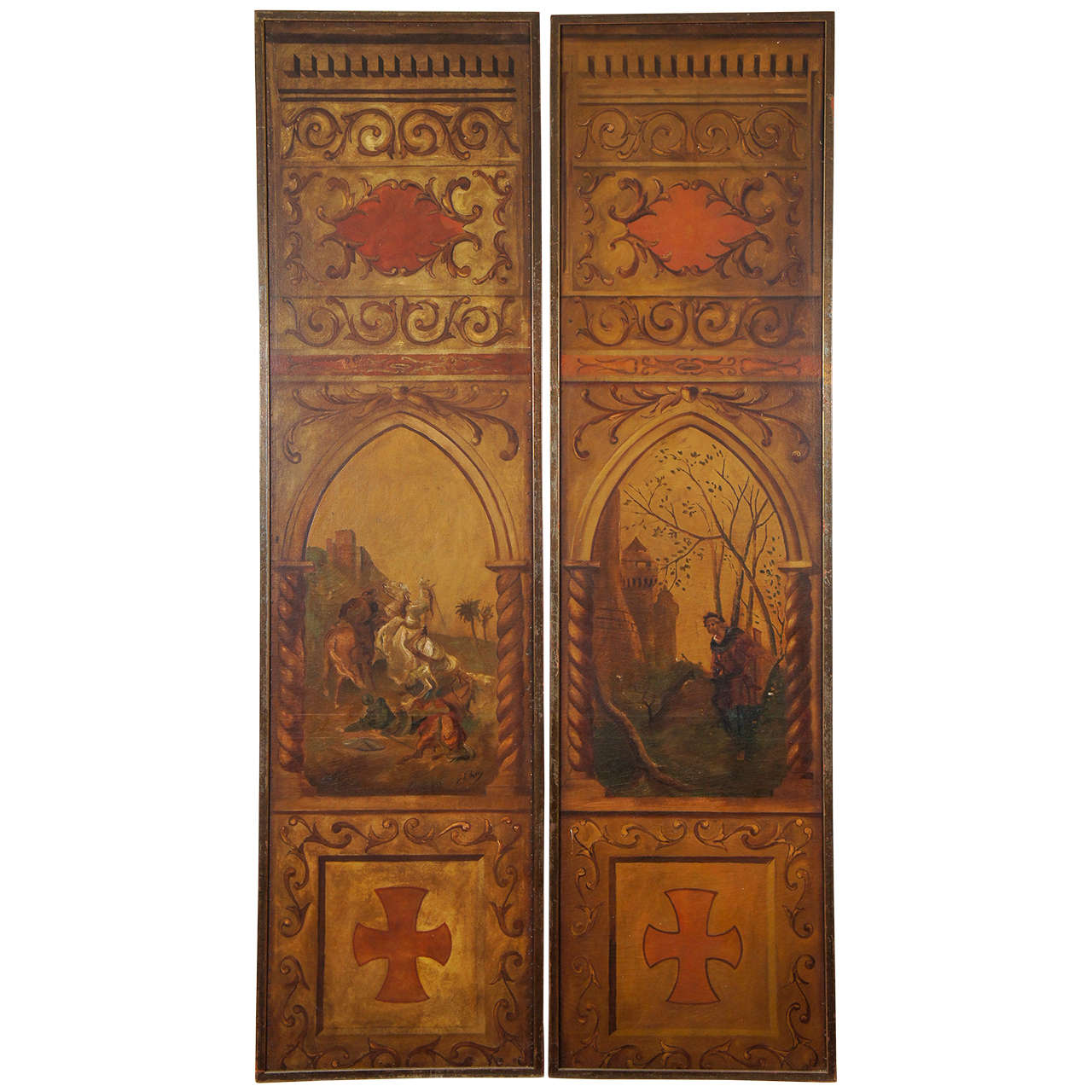 Gothic Style Painted Canvas Panels at 1stDibs