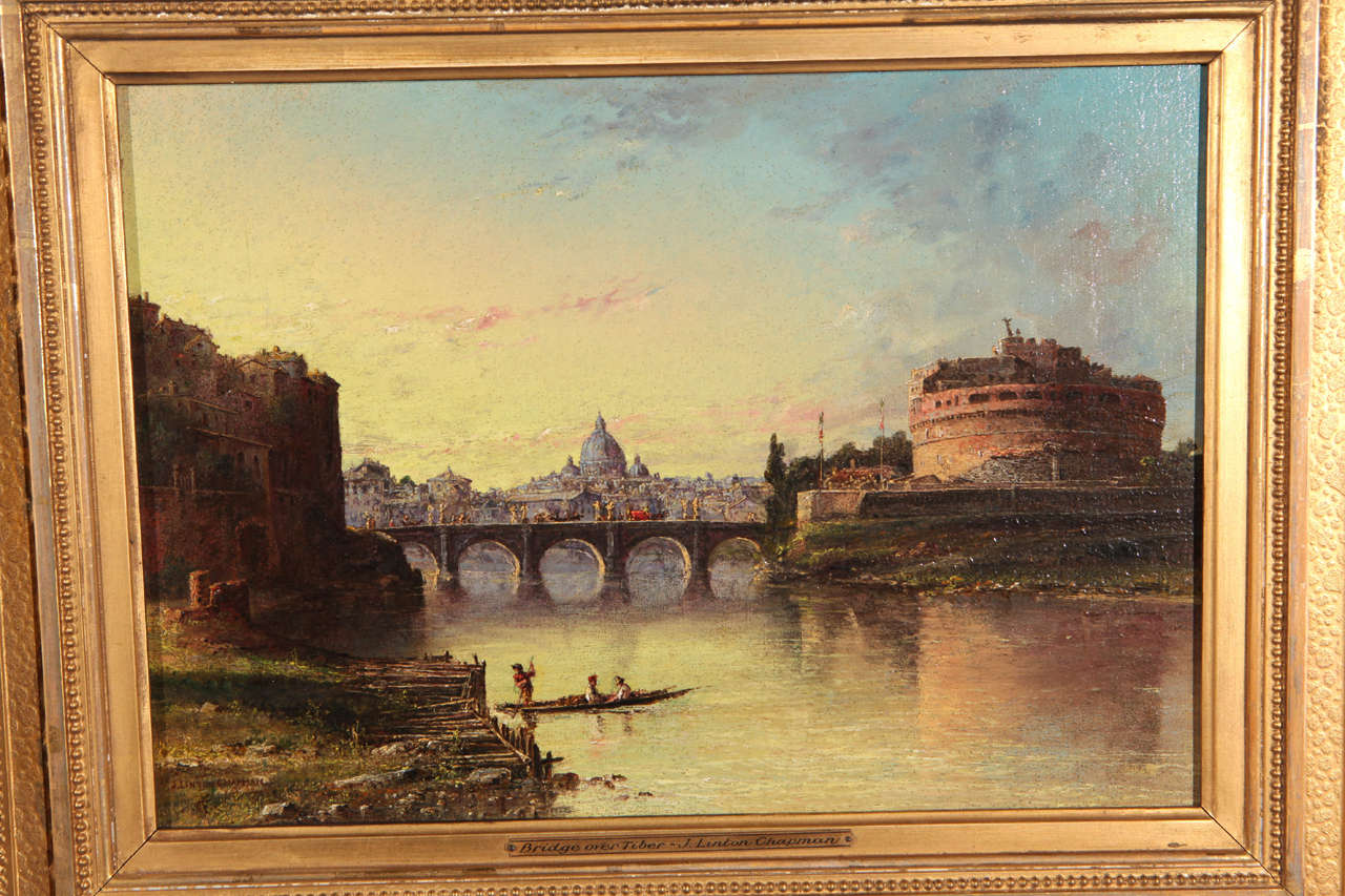 Late 19th C Oil Painting by John Linton Chapman of Castel Sant' Angelo ...