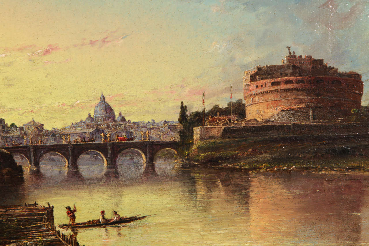 Late 19th C Oil Painting by John Linton Chapman of Castel Sant' Angelo ...