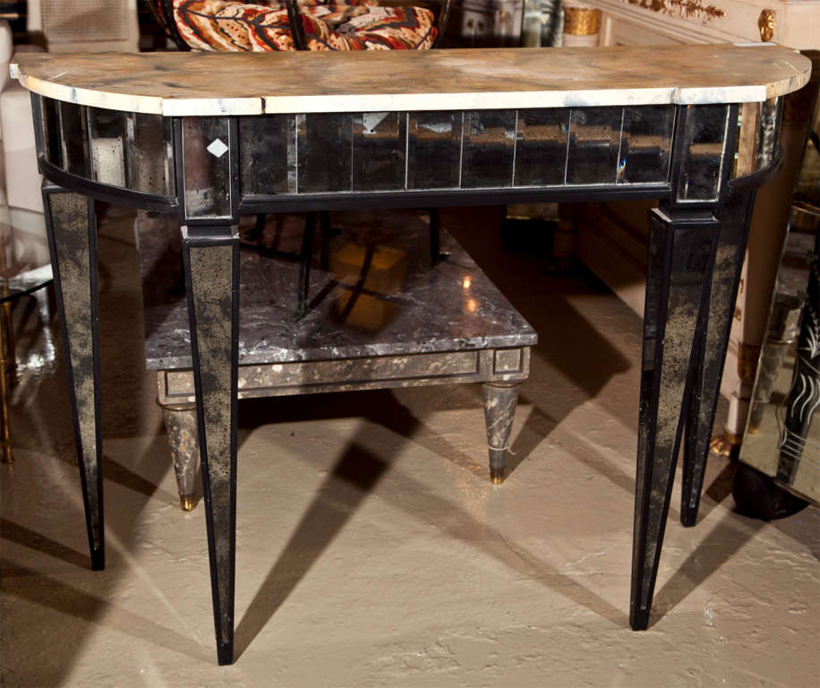 Manner of Maison Jansen Mirrored Demilune Console Tables For Sale at ...