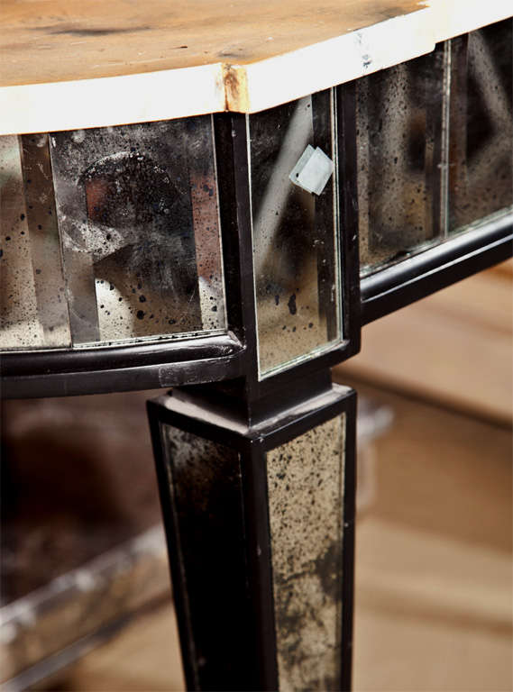 Manner of Maison Jansen Mirrored Demilune Console Tables For Sale at ...