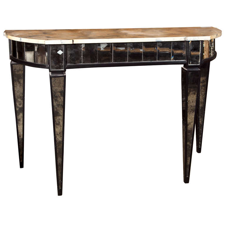 Manner of Maison Jansen Mirrored Demilune Console Tables For Sale at ...