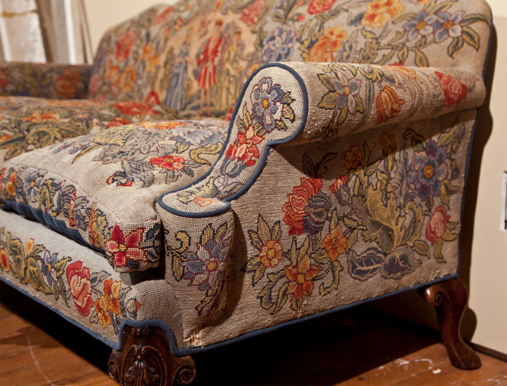 English Victorian Style Needlepoint Sofa at 1stDibs | couch english ...
