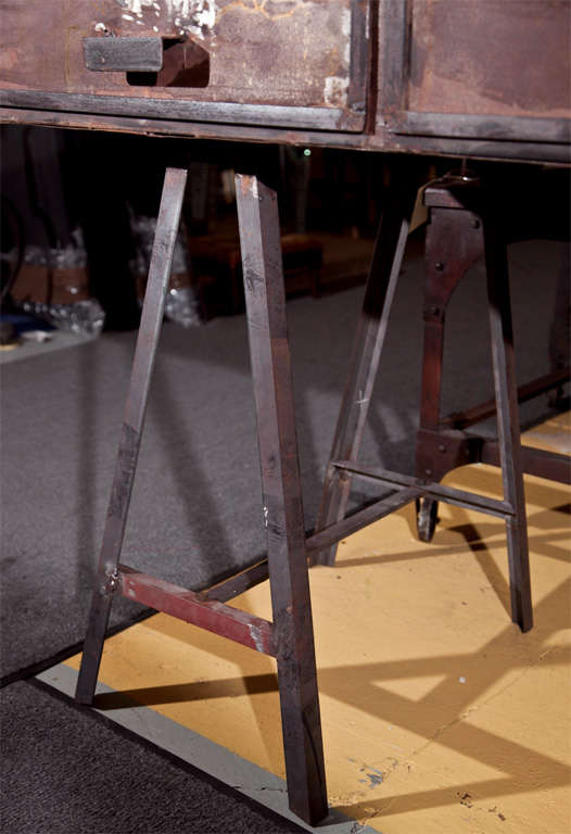 Industrial Metal Trestle Writing Desk at 1stDibs
