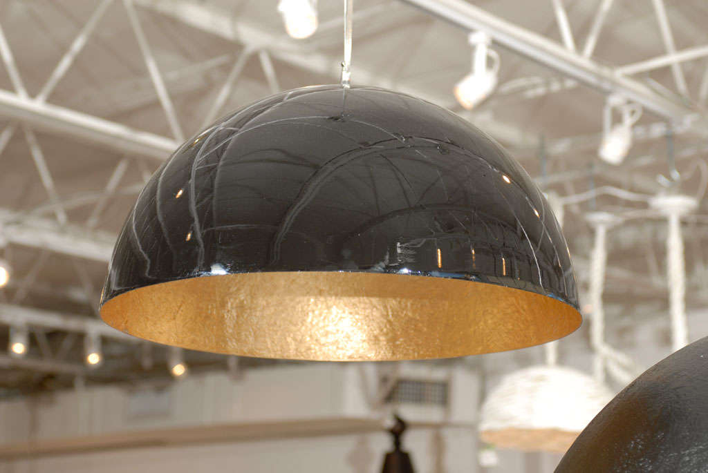 Small Glossy Black Dome Light Fixture at 1stDibs