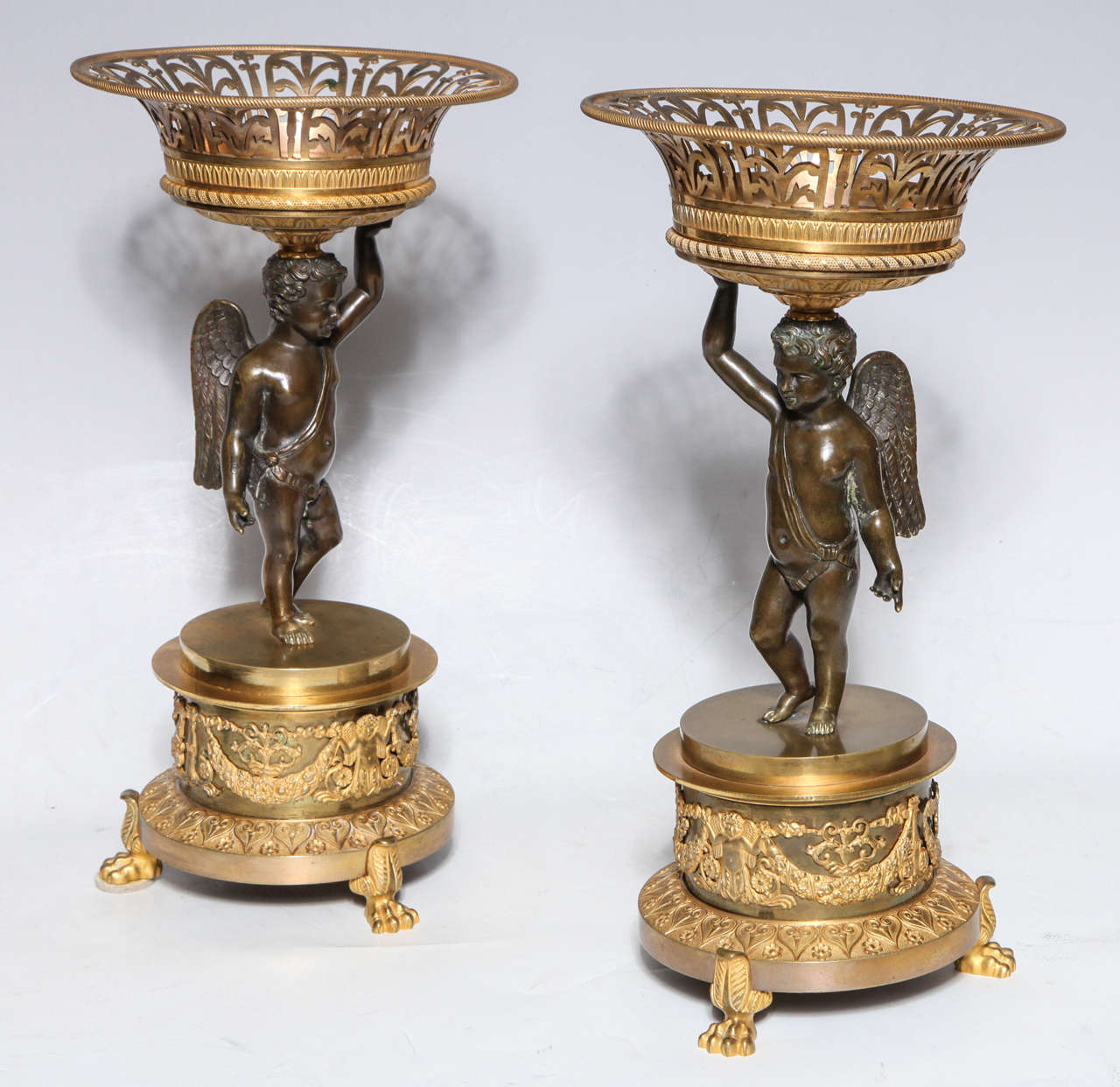 Pair of Russian Empire Period Gilt and Patinated Bronze Cupid ...
