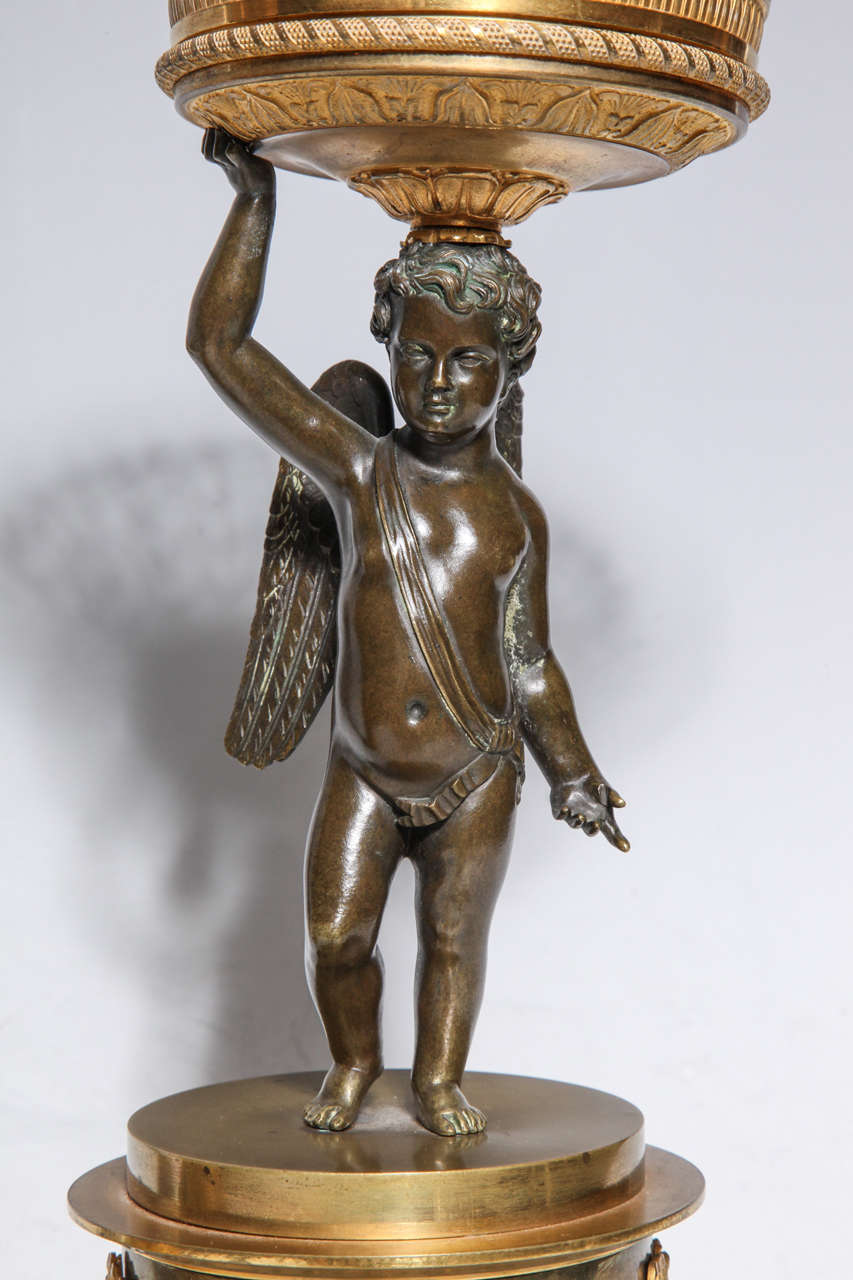 Pair of Russian Empire Period Gilt and Patinated Bronze Cupid ...