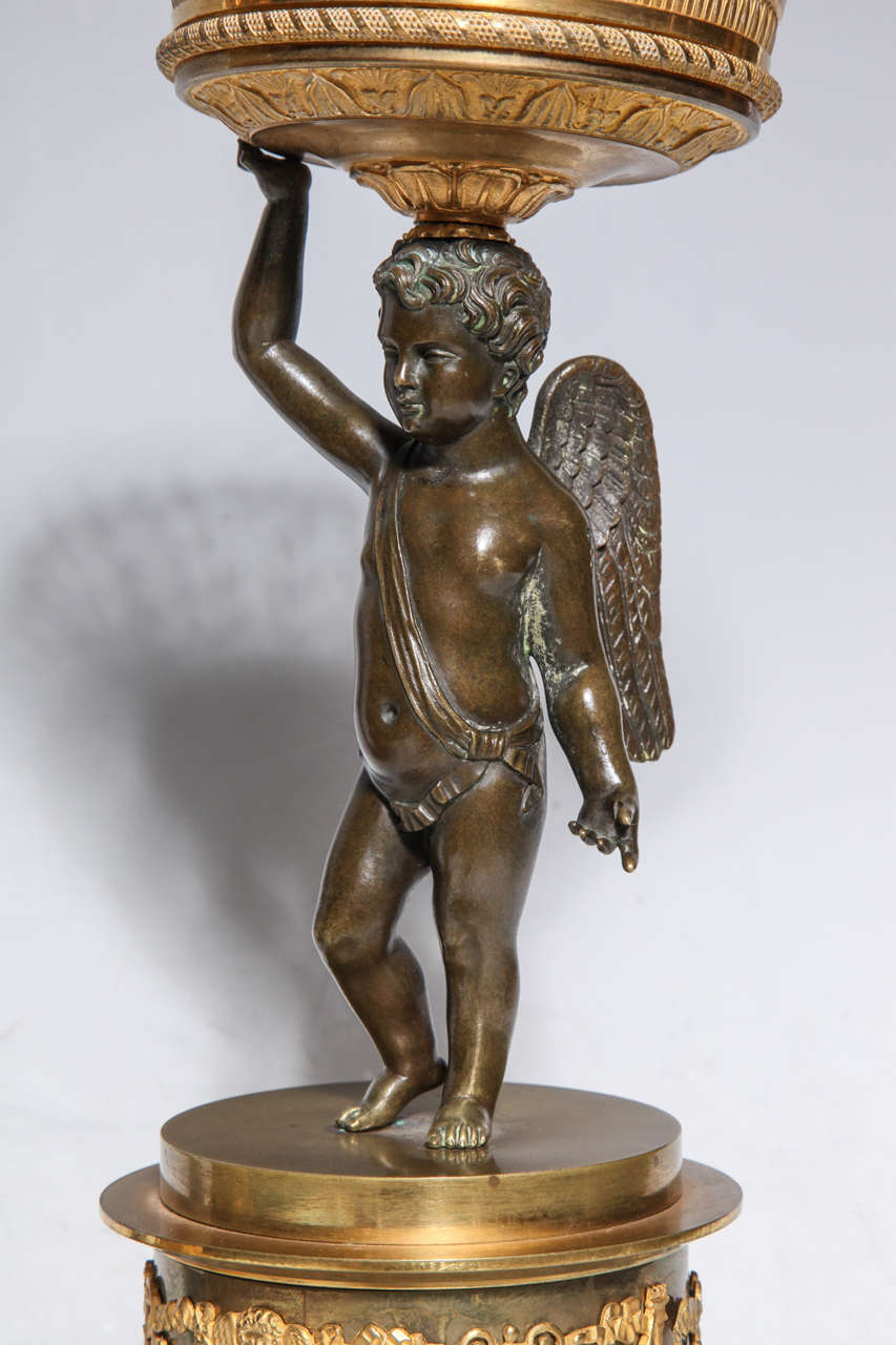 Pair of Russian Empire Period Gilt and Patinated Bronze Cupid ...