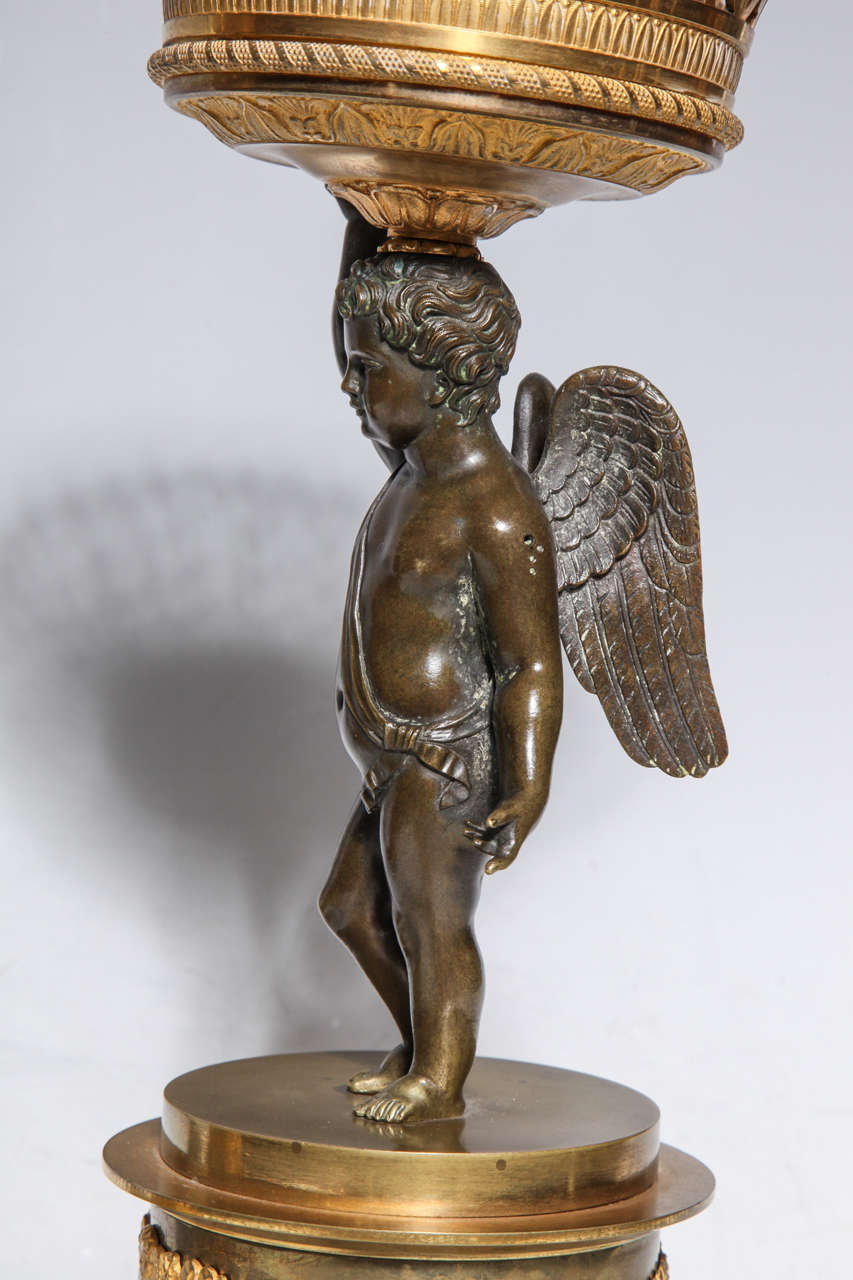 Pair of Russian Empire Period Gilt and Patinated Bronze Cupid ...