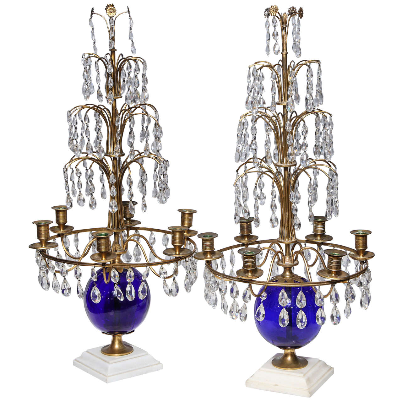 Pair of Russian Crystal and Bronze Candelabras, Imperial Russian Glass ...