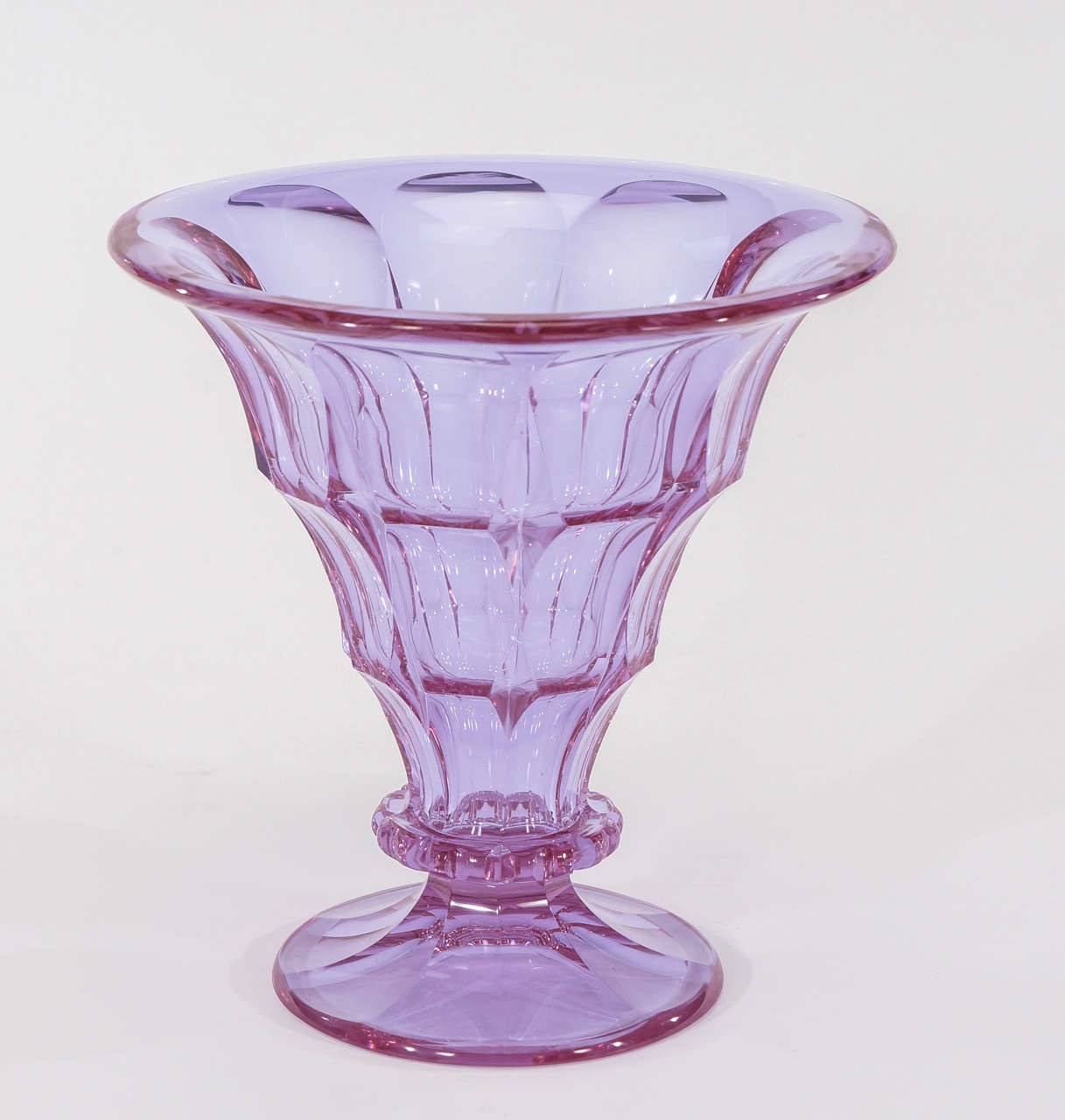 Signed Moser Alexandrite Hand Blown Crystal Footed Vase and Pair of ...