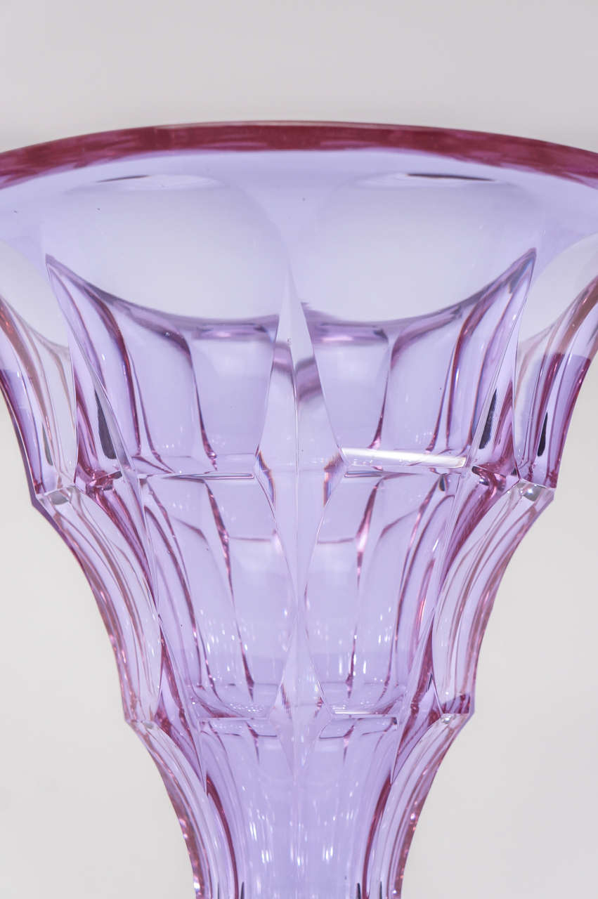Signed Moser Alexandrite Hand Blown Crystal Footed Vase and Pair of ...