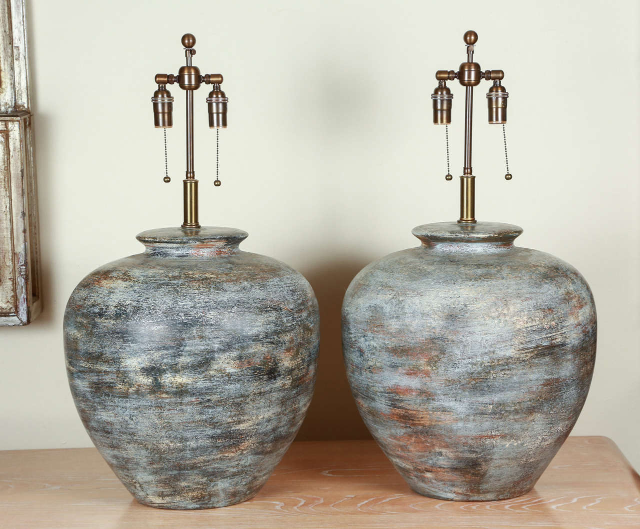 Pair of Very Large Ceramic Lamps at 1stDibs