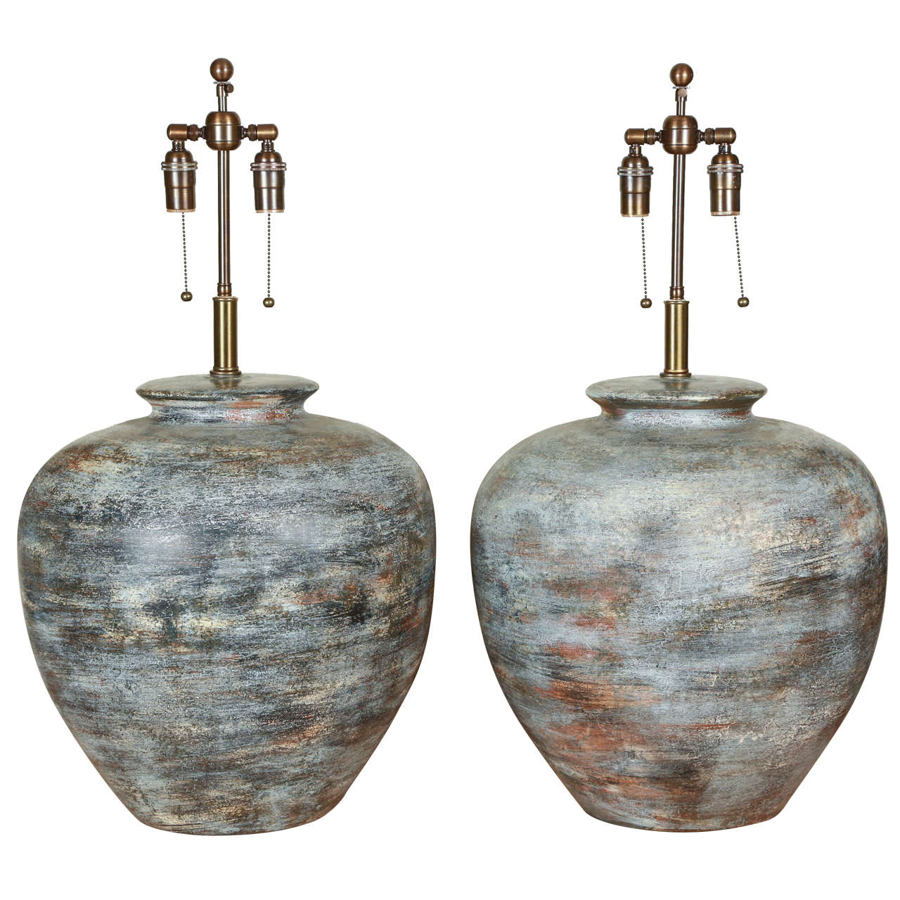 Pair of Very Large Ceramic Lamps at 1stDibs
