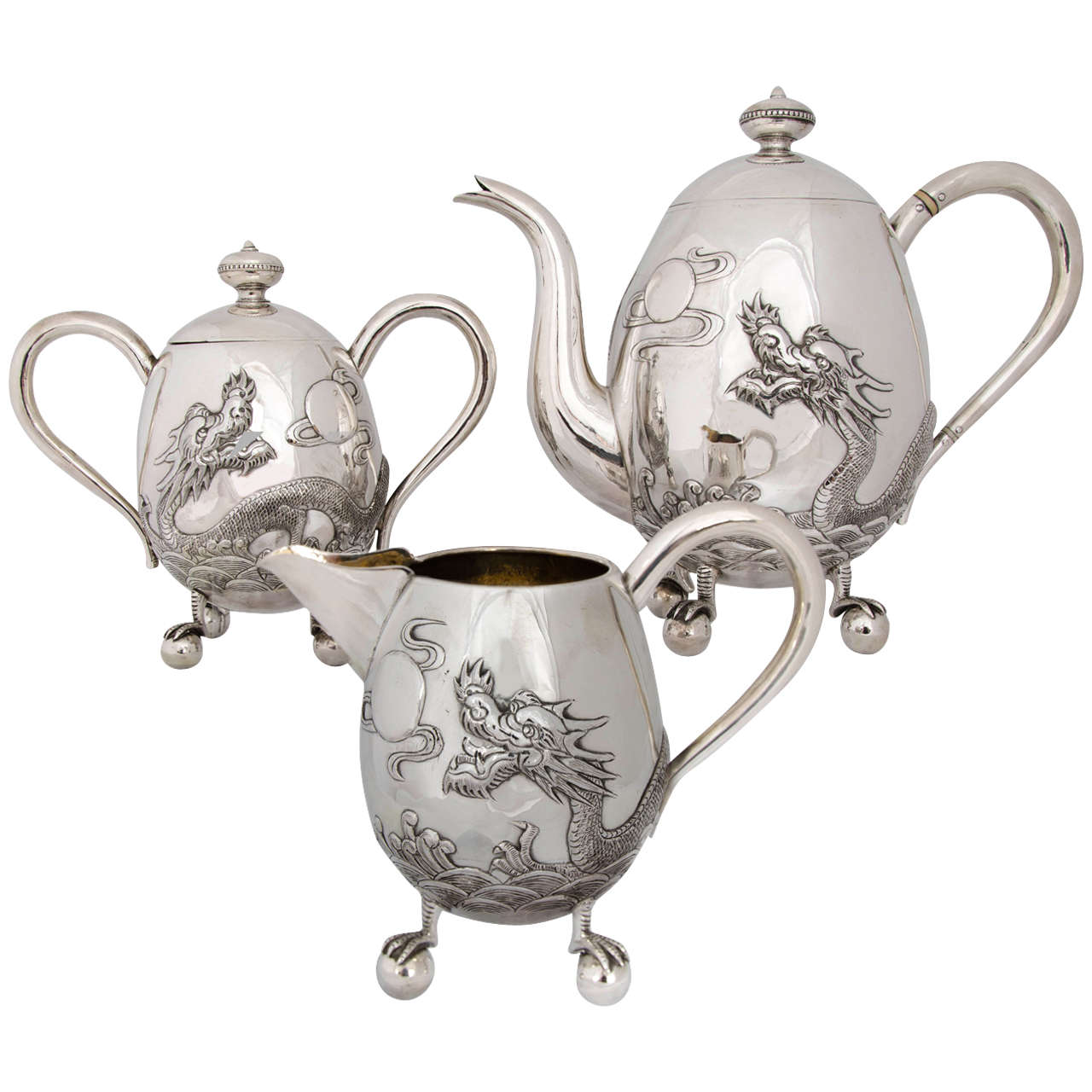 Chinese Export Silver Teaset For Sale at 1stdibs